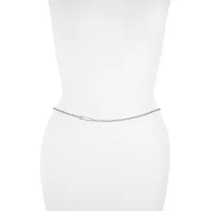 VIDAKUSH Safety Pin Charm Belly Chain - Silver
