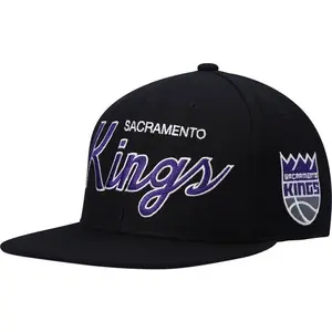 Mitchell & Ness Sacramento Kings Hardwood Classics Script 2.0 Snapback Hat - Black