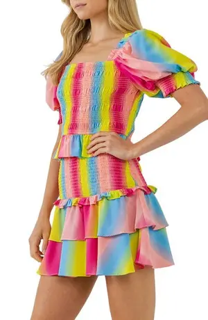 Endless Rose Ombré Striped Smocked Top - Multi