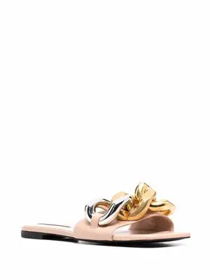Stella McCartney Falabella Flat Sandals With Chain Detail