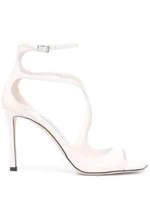 JIMMY CHOO Azia 95mm Square-toe Sandals - White