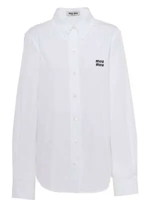 Miu Miu Embroidered Logo Poplin Shirt