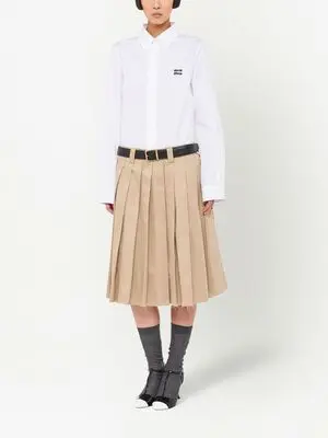 Miu Miu Embroidered Logo Poplin Shirt