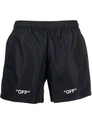 Off-White Logo-print Swim Shorts - Black