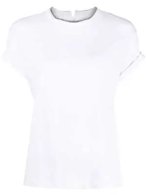 Brunello Cucinelli Chain-trim Round-neck T-shirt - White