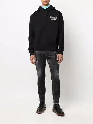 Dsquared2 Logo-print Cotton Hoodie - Black