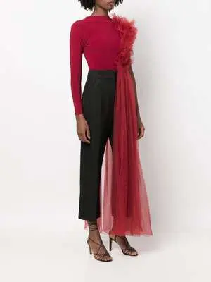 Alchemy Fashions X Lia Aram Ruched One-shoulder Tulle Jersey Top