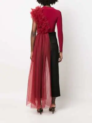 Alchemy Fashions X Lia Aram Ruched One-shoulder Tulle Jersey Top
