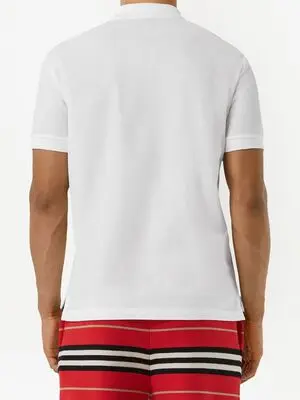 Burberry Logo-embroidery Cotton-piqué Polo Shirt - White