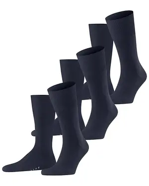 Falke Airport Wool Blend Crew Socks - Pack Of 3 Dark Navy
