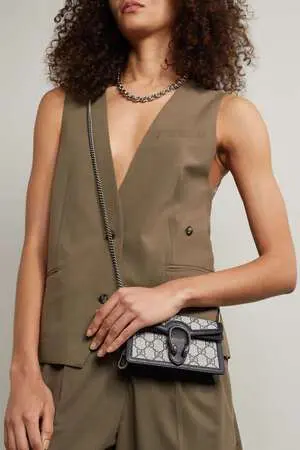 Gucci Dionysus Super Mini Leather-trimmed Coated-canvas Shoulder Bag
