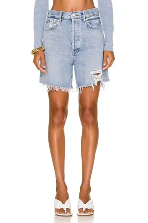 AGOLDE Stella High Rise Baggy Short In Blue