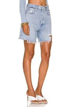 AGOLDE Stella High Rise Baggy Short In Blue