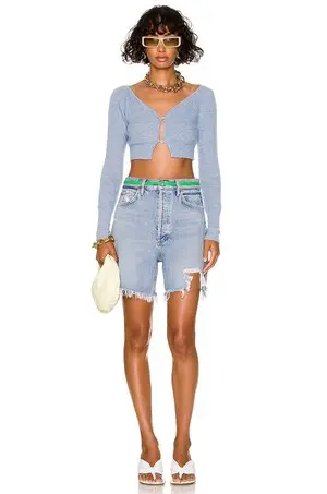 AGOLDE Stella High Rise Baggy Short In Blue