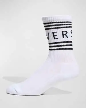 Versace Versace Athletic Band Logo Crew Socks - Bianco/nero