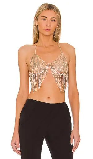 8 Other Reasons Fringe Bra Top In Metallic