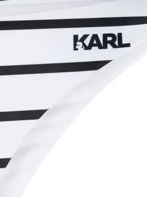 Karl Lagerfeld Striped Logo-print Bikini Bottom