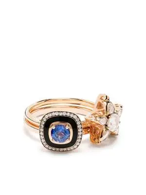 SELIM MOUZANNAR 18kt Rose Gold Diamond And Sapphire Ring Set - Pink