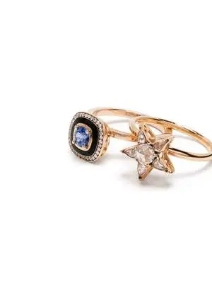 SELIM MOUZANNAR 18kt Rose Gold Diamond And Sapphire Ring Set