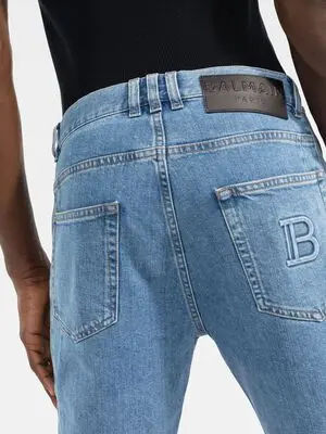 Balmain Embossed Logo Cropped Jeans