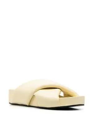 JIL SANDER Criss-cross Leather Slide Sandals - Yellow