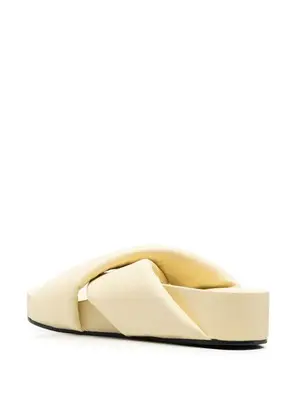 JIL SANDER Criss-cross Leather Slide Sandals - Yellow