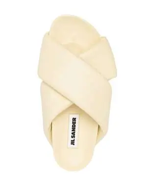 JIL SANDER Criss-cross Leather Slide Sandals - Yellow