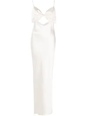 FLEUR DU MAL Bow-embellished Silk Slip Dress