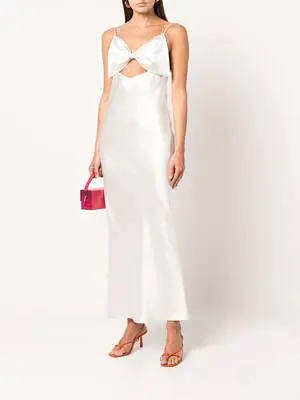 FLEUR DU MAL Bow-embellished Silk Slip Dress