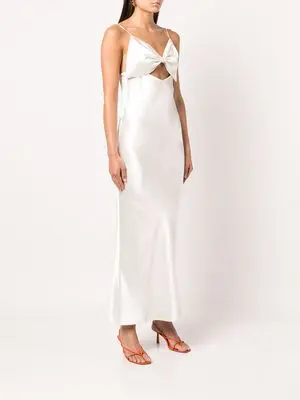 FLEUR DU MAL Bow-embellished Silk Slip Dress