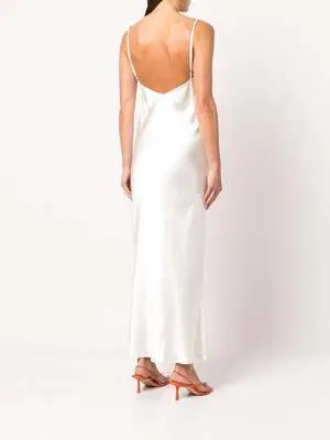FLEUR DU MAL Bow-embellished Silk Slip Dress