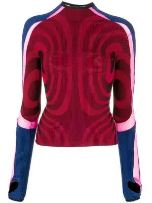 PAOLINA RUSSO Ribbed Long-sleeve Top - Red