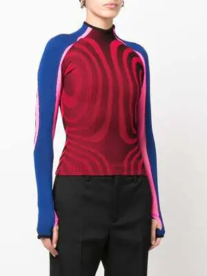 PAOLINA RUSSO Ribbed Long-sleeve Top - Red