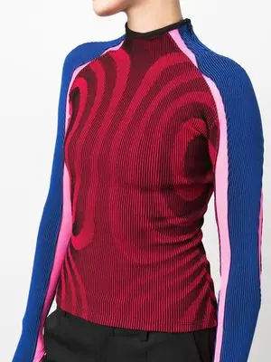PAOLINA RUSSO Ribbed Long-sleeve Top - Red
