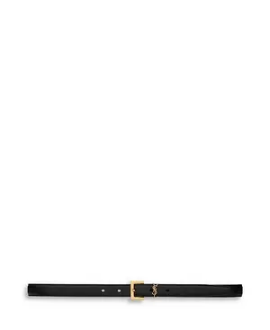 Saint Laurent Cassandre Thin Belt With Square Buckle - Nero
