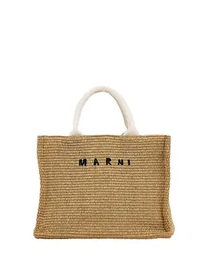 Marni Logo Raffia Basket Tote - Brown