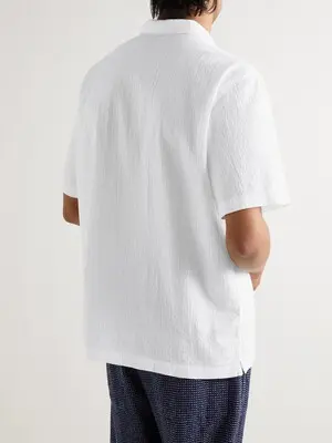 Universal Works Road Convertible-collar Stretch-cotton Seersucker Shirt