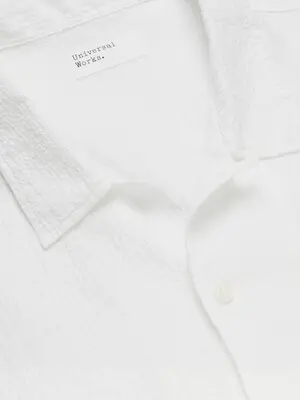 Universal Works Road Convertible-collar Stretch-cotton Seersucker Shirt