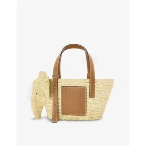 Loewe Small Elephant Raffia And Leather Shoulder Bag