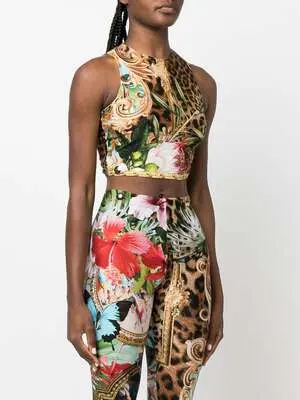 Philipp Plein Baroque-flower Crop Top