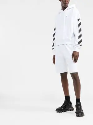 Off-White Diag-stripe Cotton Hoodie - White