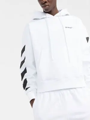 Off-White Diag-stripe Cotton Hoodie - White
