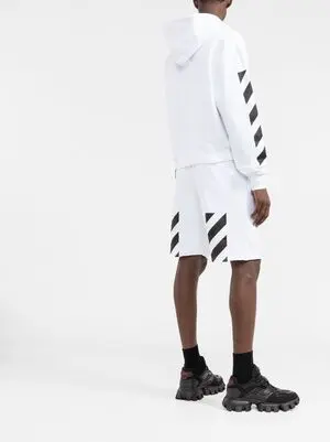 Off-White Diag-stripe Cotton Hoodie - White