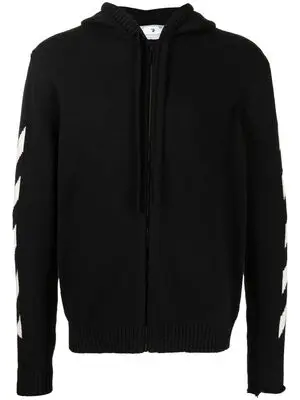 Off-White Diag-stripe Print Hoodie - Black