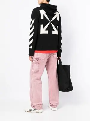 Off-White Diag-stripe Print Hoodie - Black
