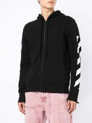Off-White Diag-stripe Print Hoodie - Black