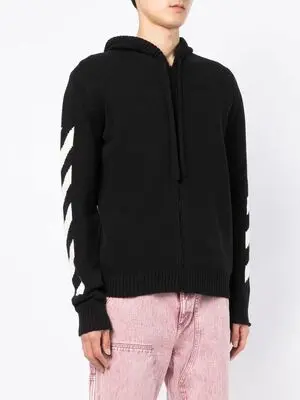 Off-White Diag-stripe Print Hoodie - Black