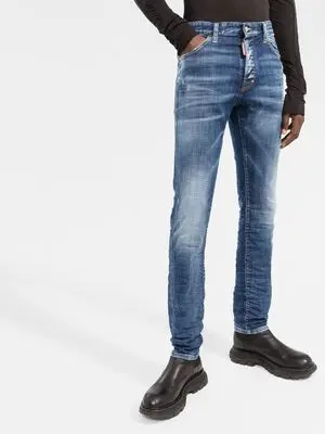 Dsquared2 Stonewashed Skinny Jeans - Blue