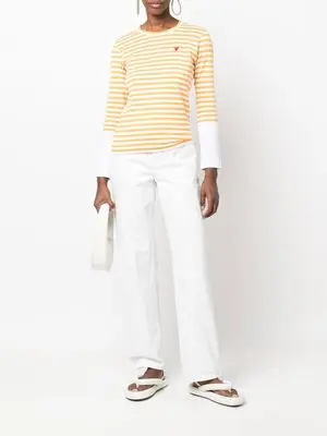 Play Comme Des Garcon Striped Long-sleeve T-shirt - Yellow