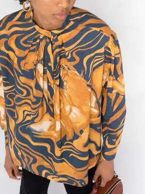 Alberta Ferretti Abstract-print Cotton Blouse